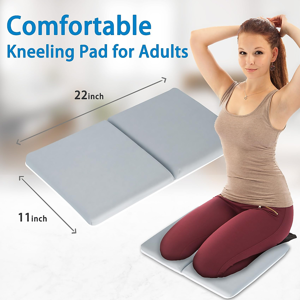 JJGoo Bath Kneeler with Elbow Rest Pad Set, 1.5 inch Kneeling Pad Mat for Bathtub - Gray