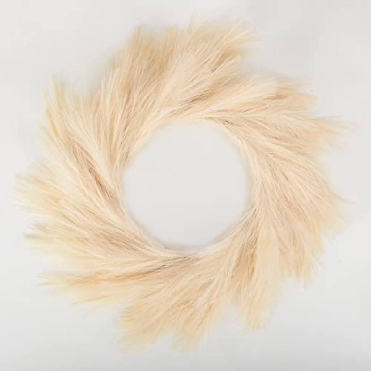 Perfnique Pampas Grass Wreath, Faux Pampas Wreath for Front Door, Artificial Pampas Grass Wreath for All Seasons, Boho Wall Decor, Farmhouse Pampas Garland, DIY Wreath Flower Arrangement (Ivory)