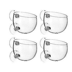 Hamiledyi Aquarium Plant Holder,Crystal Glass Aquatic Decor Plant Cup Pot with Suction Cups for Fish Tank Aquarium Aquascape Decoration,4 Pack