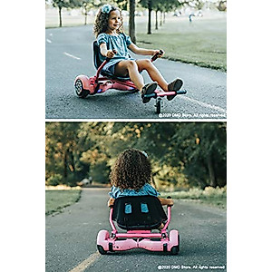 KUMAMOT Hoverboard Seat Attachment for 6.5” 8” 10” Hoverboard, Go Kart Cart Conversion Kit, Accessories for Self Balancing Scooter, Hoverboard Cart for Kids and Adult, Adjustable Frame Length, Pink