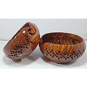 Handmade Wooden Yarn Bowl - Rosewood Crafted Beautiful Yarn Bowl for Knitting and Crochet Yarn (Large)