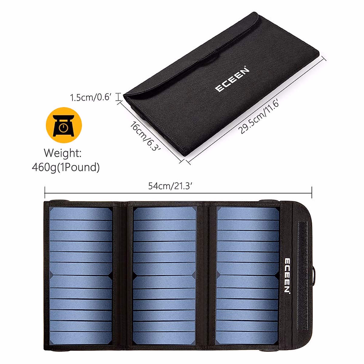 ECEEN Portable Solar Charger, 20W Solar Panel Charger for Cell Phone with Dual USB Output Waterproof Foldable Camping Solar Pnaels Survival Emergnecy Kit for Tablet GPS iPhone Camera & USB Devices