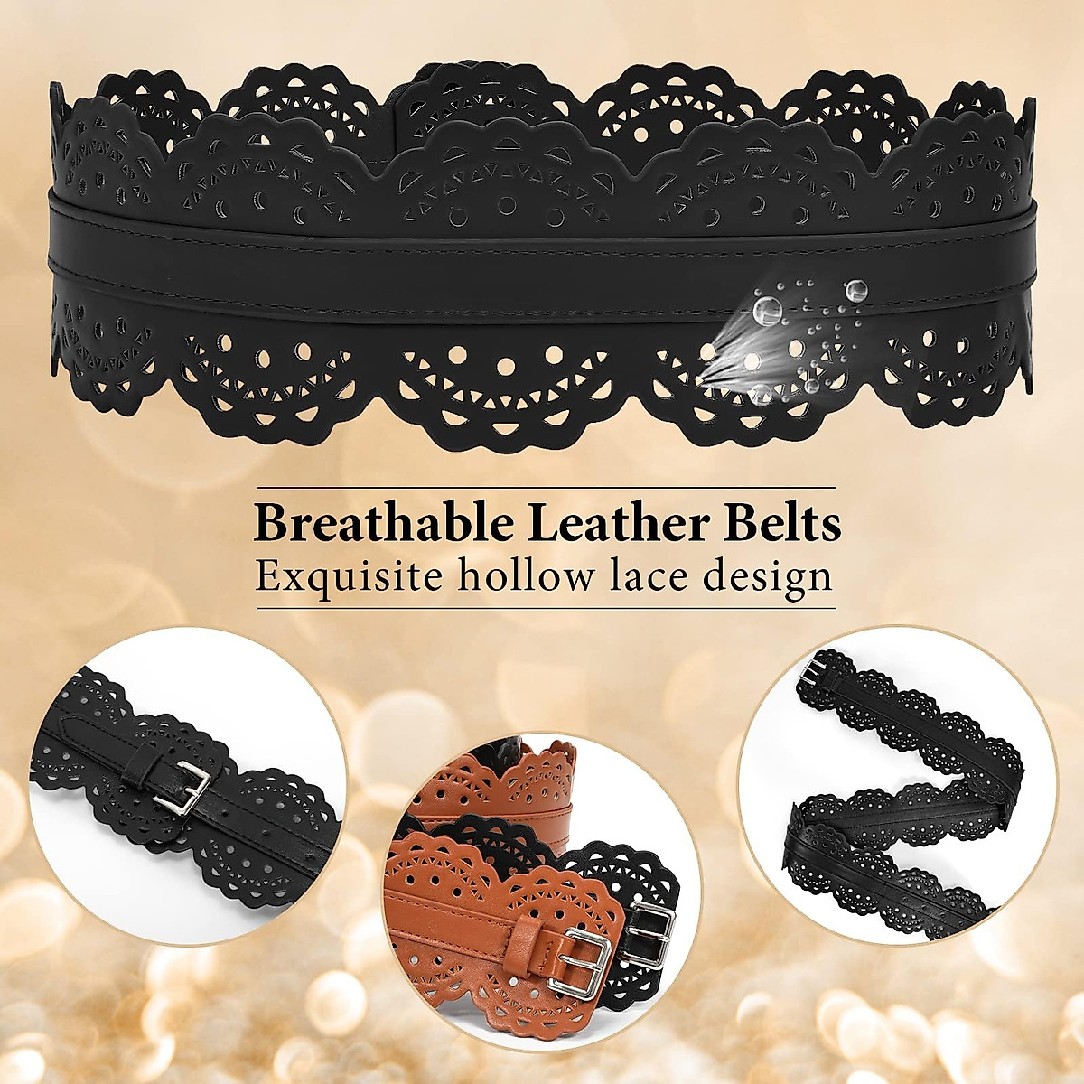 XZQTIVE Wide Leather Belts For Women Obi Belt For Dresses Sweater Vintage Ladies Waist Belts Black