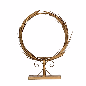 A&B Home Antiqued Gold Metal Leaf Wreath Candle Holder
