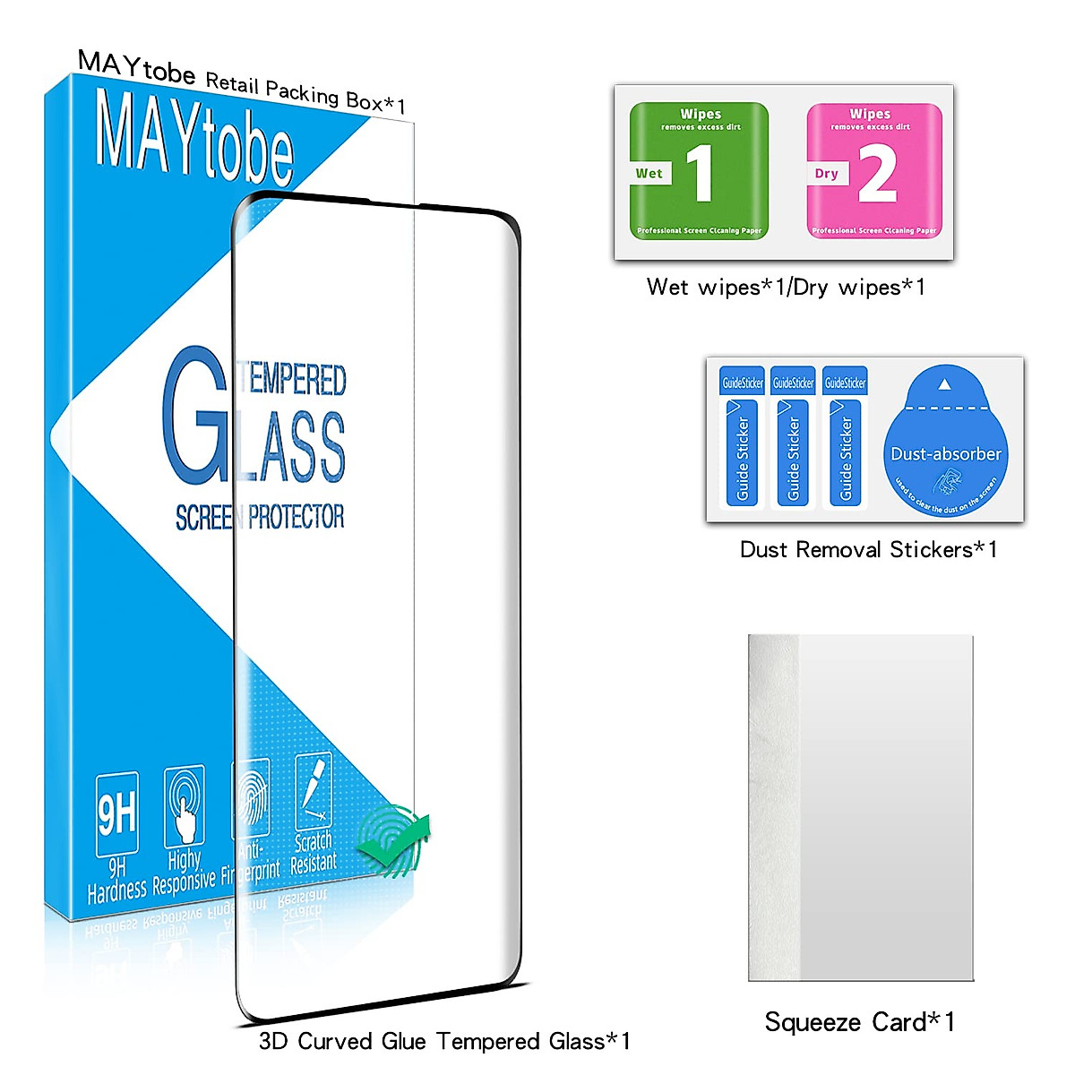 MAYtobe Designed For Oneplus 8, Oneplus 8 5G, Oneplus 8 5G UW 3D Curved Screen Protector Tempered Glass, HD Transparent, 9H Hardness, Bubble Free,