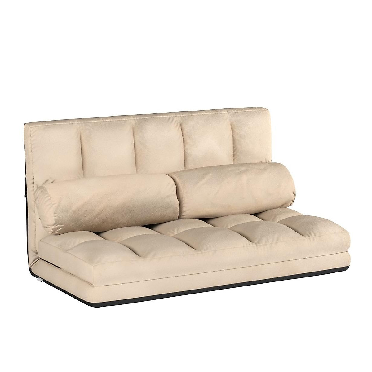 Giantex Adjustable Floor Sofa, Foldable Lazy Sofa Sleeper Bed 6-Position Adjustable, Suede Cloth Cover, Floor Gaming Sofa Couch with 2 Pillows for Bedroom/Living Room/Balcony (Beige)