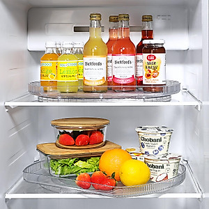 LAMU Lazy Susan Organizer for Refrigerator 15.4''x11'' Turntable Organizer for Fridge, Cabinet, Pantry, Kitchen Bathroom Vanity Makeup Refrigerator Organizers and Storage, Clear, Rectangle,1Pack