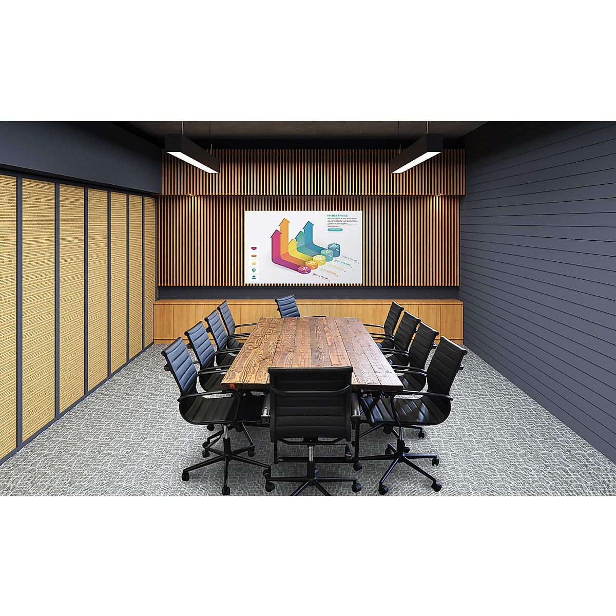 SOLIS LIGNA II 11-Piece Conference Set 1 Table, 10 Chairs, Brown, Black