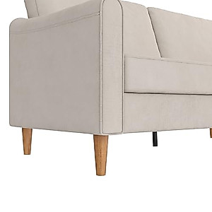 Mr. Kate Moon 73.5" Upholstered Sofa with Curved Back, Ivory Velvet
