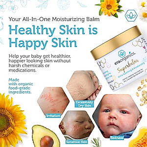Era Organics Healing Ointment for Babies - USDA Certified Organic Natural Gentle Moisturizer for Sensitive Skin Prone To Baby Eczema, Cradle Cap (Infant Seborrheic Dermatitis), Rashes, Hives & More