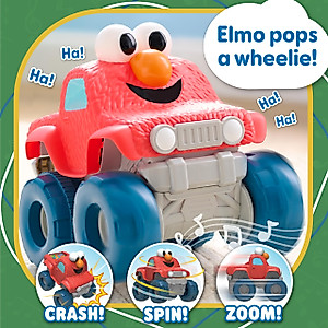 SESAME STREET Giggle N Go Monster Truck Toy Vehicle, Pops Wheelies, Sings, and Has Phrases, Kids Toys for Ages 2 Up, Amazon Exclusive by Just Play