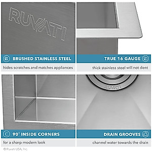 Ruvati 23" x 18" x 12" Deep Laundry Utility Sink Undermount 16 Gauge Stainless Steel - RVU6100