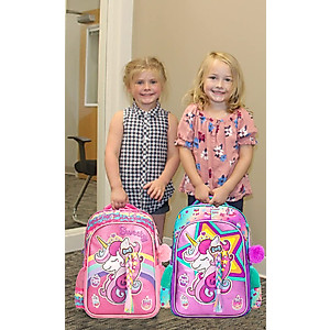 Meetbelify Unicorn Backpack for Girls School Backpacks Kids Cute Bookbag with Lunch Box,Drawstring Bag for Elementary Preschool Students 5 in 1 Pink Backpack Set