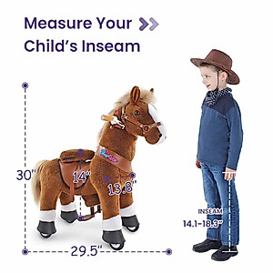 PonyCycle Ride on Horse Toy Walking Rocking Horses Classic Model U (with Brake/ 36" Height/Size 4 for Age 4-8 Boy Gifts) Ride Horse Giddy up Pony Animal Toys Chocolate Brown Ux421