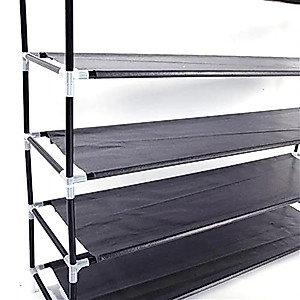 5 Tiers Non-Woven Fabric Shoe Rack with Handle Black