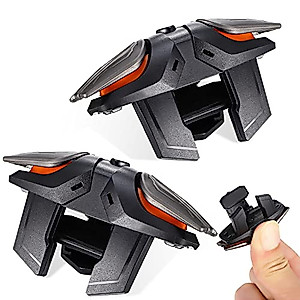 UKCOCO Fone Mobile Gaming Triggers - Cell Phone Game Controller with Aim & Fire Triggers Compatible with iPhone and Phone, 1 Pair Trigger with 2 Pcs Gaming Finger Sleeves Shots Fired