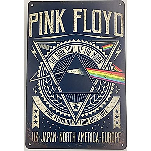 Tin Sign Bar Plaque | Metal Wall Decor Poster | Pink Floyd The Dark Side of the Moon 8 x 12 in. | Classic Decorative Sign for Home Kitchen Bar Room Garage Studio | Rock Music Blue