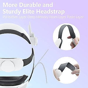 VR Head Strap for Meta Quest 2, with 7000mah Replaceable Battery Extend 4hrs Playtime, Head Strap for Enhanced Support and Comfort in VR Gaming(Upgraded)
