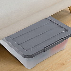 Nicesh 4 Packs 40 Quart Wheeled Under Bed Boxes, Clear Plastic Underbed Storage Bins