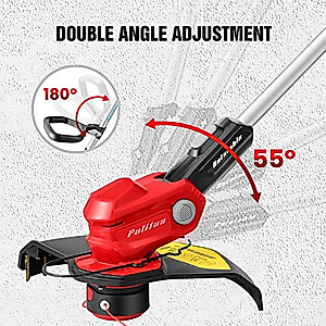PULITUO 20V Li-Ion Cordless String Trimmer, Auto Feed Thread Weed Wacker with 12 INCH Cutting Diameter, Height Adjustable Cordless Edger Trimmer for Garden and Yard