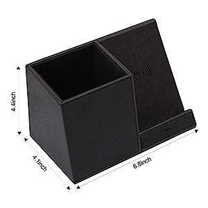 COSOOS Fast Wireless Charger with Desk Organizer, Desk Phone Charger Compatible with 13/13 Pro/13 Pro Max/13 Mini/SE /12/11/XS/8 Plus, Galaxy S21/S20+/S10/Note 10/Note 9/(No AC Adapter)