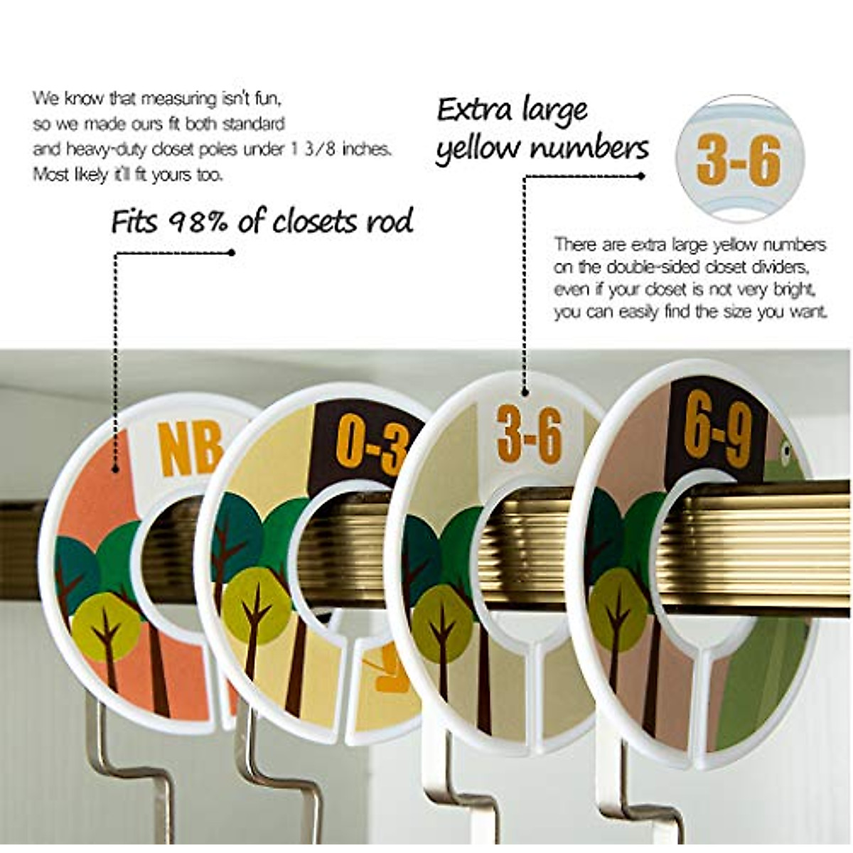 Baby Nest Designs Closet Dividers for Baby Clothes, 7X Unisex Baby Clothing Size Age Dividers from Newborn Infant to 24 Months,Closet Organizer, Nursery Decor & Baby Gift (Animal)