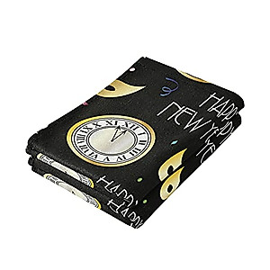 Hand Towel 2pack Happy New Year Clock 28x14.5 inch Ultra Soft Highly Absorbent Bath Towel Kitchen Dish Guest Towel Home Bathroom Decor