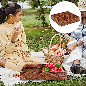 Cabilock 1pc Coffee Table Storage Basket Desktop Storage Basket Practical Storage Basket Compartment Storage Basket Storage Woven Basket Tea Table Storage Basket Storage Organizing Basket