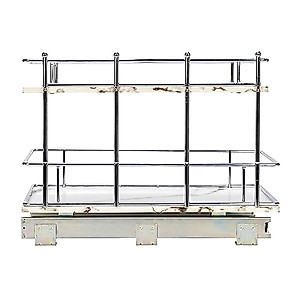 Household Essentials Glidez Chrome-Plated Steel and Faux Marble Pull-Out/Slide-Out Storage Organizer for Under Sink or Cabinet - 2-Tier Design - Fits Standard Size Cabinet or Shelf, White and Chrome