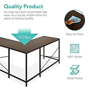 Best Choice Products L-Shaped Corner Computer Desk, Large Study Workstation Furniture w/Multifunctional 5-Tier Open Storage Bookshelves, Custom Setup for Home, Office - Brown/Black