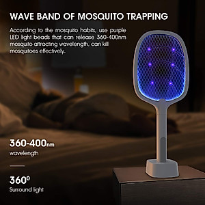 imirror Bug Zapper Racket, 2 in 1 Rechargeable Electric Fly Swatter, Mosquito Swatter for Indoor and Outdoor