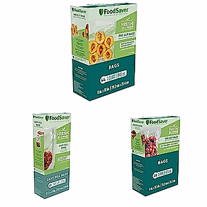 FoodSaver Vacuum Sealer Bags & FoodSaver Easy Fill 1-Gallon Vacuum Sealer Bags | 10 Count, 1 GALLON, Clear & FoodSaver 1-Pint Precut Vacuum Seal Bags, 28 Count, Clear