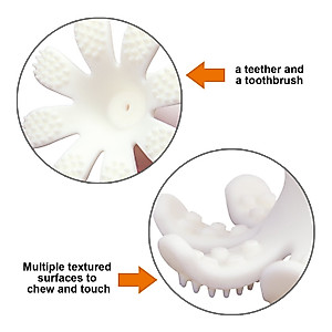 Mombella Ollie Octopus Silicone Baby Teething Toy for 3M+ Babies, Gum Massager with 8 Feet with Different Textures for Teehing Pain Relief, Baby Bathing Toy, Freezable Teether for Baby Girls, Pink