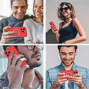 MYY Magnetic for iPhone 14 Pro Max Case,Silicone Shockproof Phone Case[MagSafe-Compatible] Soft Anti-Scratch Microfiber Lining Full Camera Lens Protection Cover 6.7'' (Red)