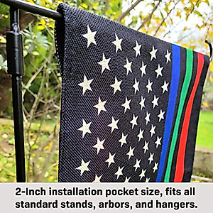 Mogarden Thin Blue Green Red Line Garden Flag, Double Sided 12.5 x 18 Inch, Support Police Military and Firefighters, Premium Burlap Small American First Responders USA Yard Flag
