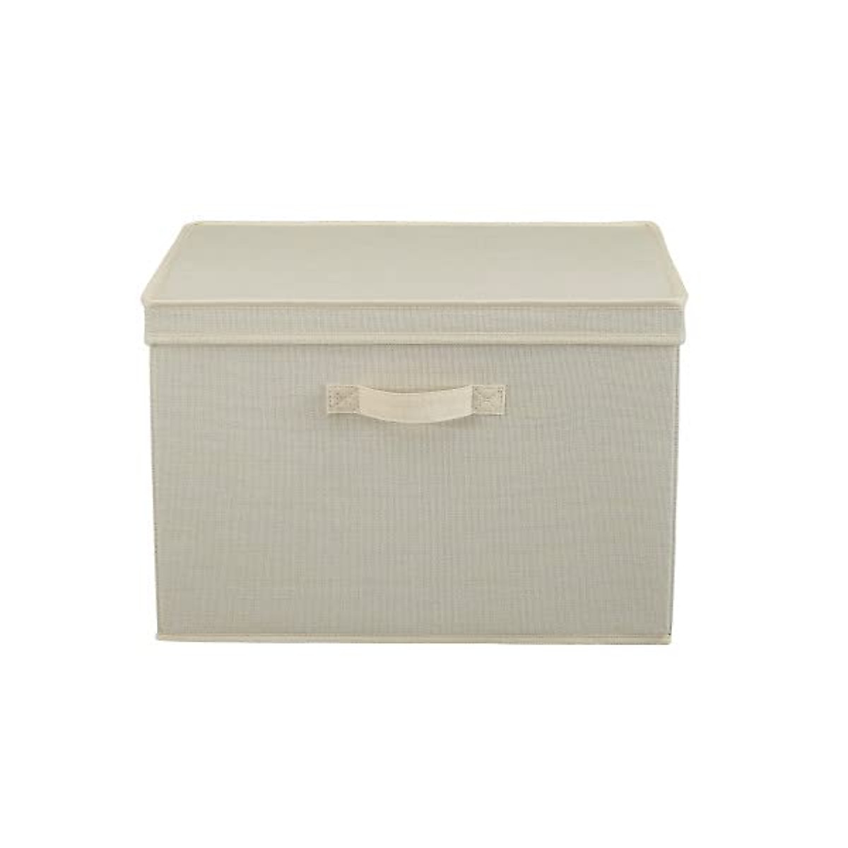 Household Essentials Wide KD Storage Box With Lid Box, Cream Linen