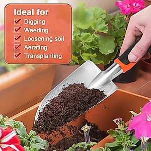 Garden Shovel Garden Hand Trowel, Heavy Duty Hand Shovel with Ergonomic Handle, Small Gardening Hand Tools Shovels for Digging, Rust Resistant Garden Spade Trowel Garden Tools for Garden Work, Orange