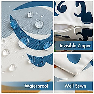 MIULEE Outdoor Waterproof Throw Pillow Covers Set of 4 Fall Boho Floral Pattern Farmhouse Luxury Decorative Square Pillowcases for Chair Patio Garden Couch Tent Balcony Sofa 18x18 Inch Blue