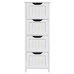 MAXCBD Nightstand Bedside Table Drawer Cabinet Bathroom Floor Cabinet Storage Organizer with 4 Drawers Free Standing Cabinet Spacious Storage Storage Tower Dresser