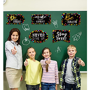 PETCEE Classroom Decoration Banner Confetti Motivational Porch Sign Back to School Positive Sayings Accents Cutouts for Student Teacher School Classroom Bulletin Board Office Home Nursery Decor