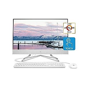 HP 24-inch All-in-One Touchscreen Desktop Computer, AMD Athlon Gold 3150U Processor, 8 GB RAM, 512 GB SSD, Windows 10 Home (24-df0040, White), Snow White