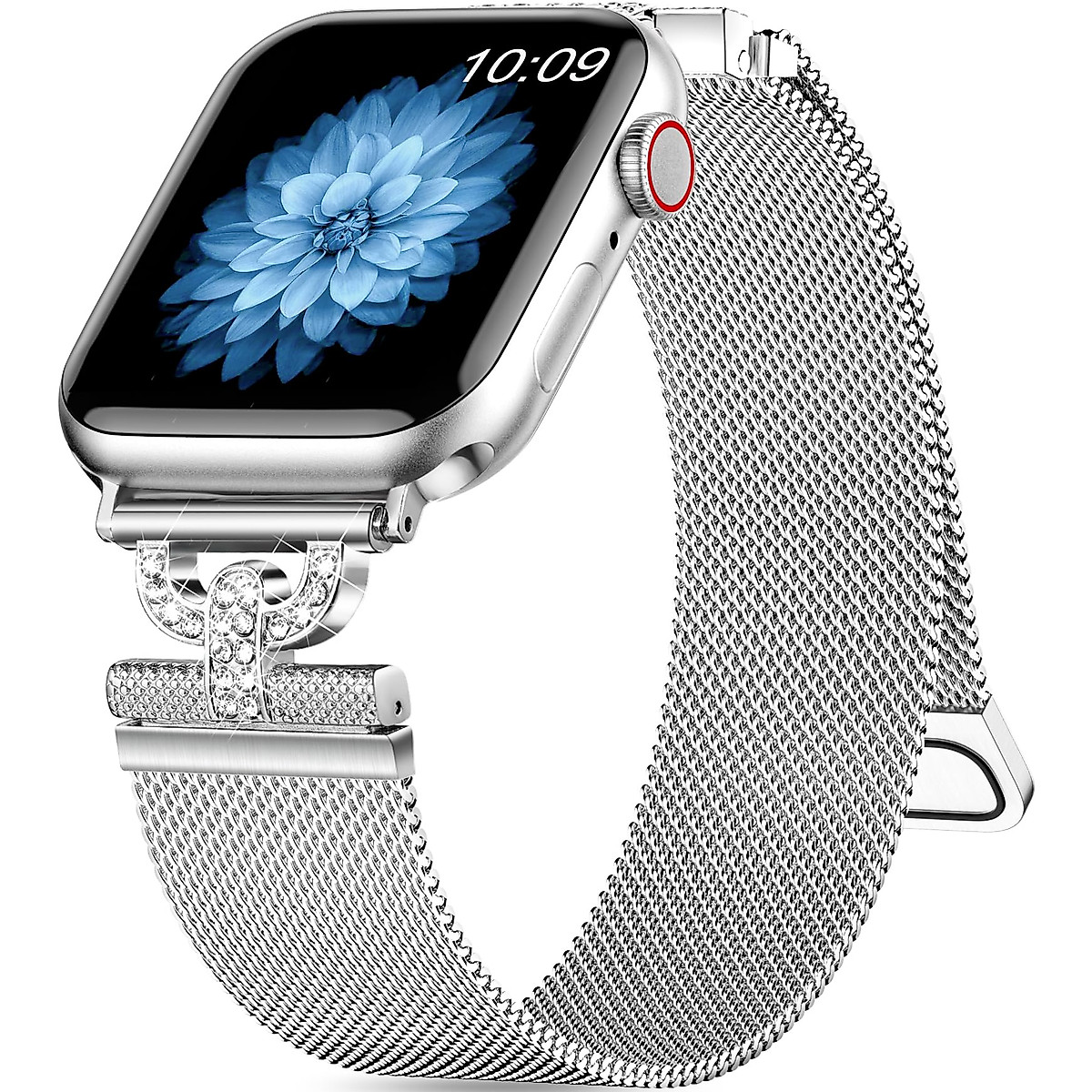 Metal Magnetic Band for Apple Watch Bands 44mm 45mm 46mm 42mm 49mm 40mm 38mm 41mm iWatch Ultra SE Series 10 9 8 7 6 5 4 3 2 1, Milanese Loop Jewelry Stainless Steel Mesh Wristband Women Men, Silver