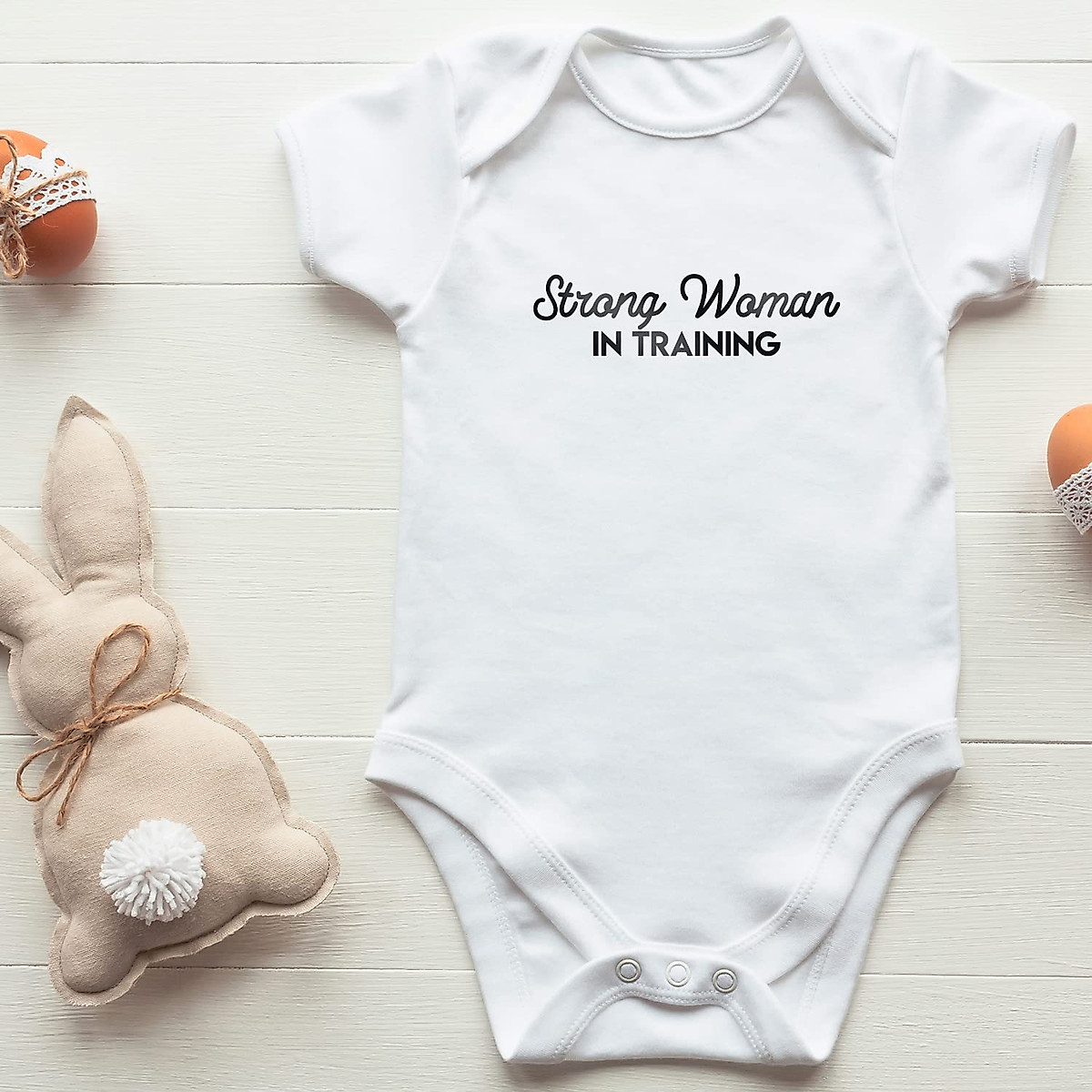 Printique Organic GOTS Certified Baby Onesie Unisex Bodysuit 0-18 months - Strong Woman In Training | Feminist Mom (Strong Woman In Training, 3-6 Months)