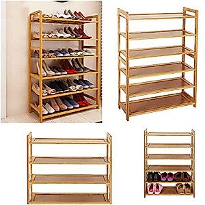New 6 Tier Natural Wood Bamboo Shelf Entryway Storage Shoe Rack Home Furniture