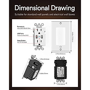 Smart USB Outlet in-Wall - Smart Electrical Outlet That Work with Alexa, Google Home, 15 Amp, No Hub Required, ETL & FCC Certified, 2.4G WiFi Only (2 Pack)