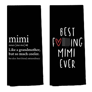 Best Mimi Ever Kitchen Towels and Dishcloths,16 x 24 Inch Set of 2 Soft and Absorbent Mimi Definition Hand Towels Tea Towels Dish Towels Sets,Grandma Birthday Mother’s Day