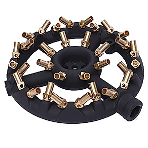 TFCFL 32 Tips Natural Gas Jet Burner, 176,000 BTU Round Shape Nozzle Jet Cast Iron Body with Brass Tips for Chinese Wok Range Grilling Stir Fry