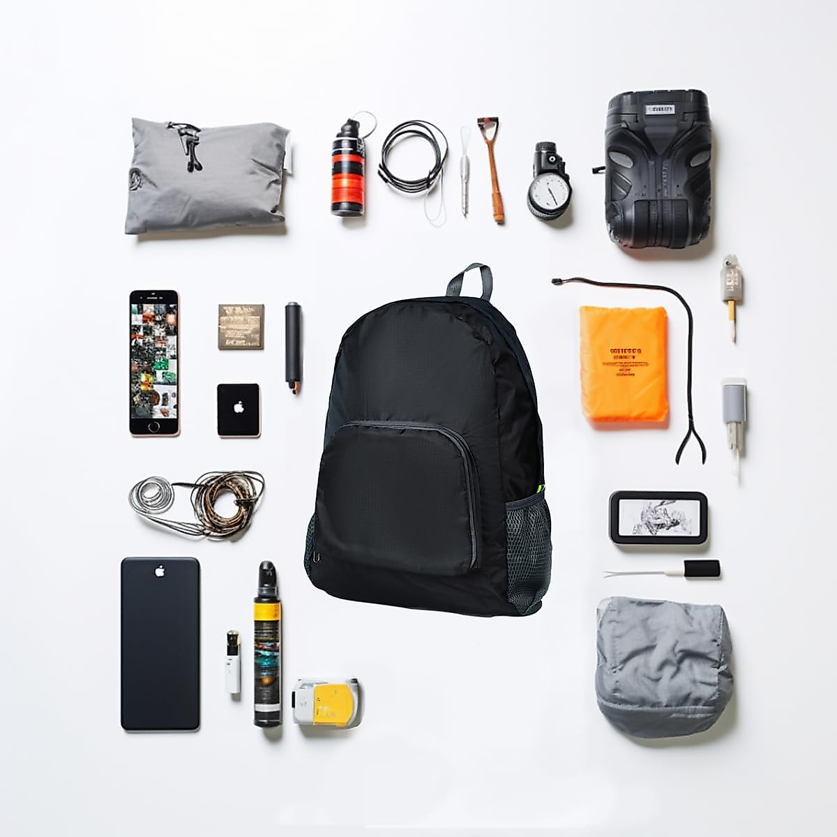 ToutSimple 20L Hiking Daypack, Lightweight Backpack for Travel Camping Outdoor, Foldable Backpack For Men Women(BLACK)