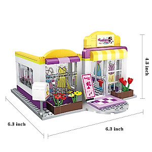 BRICK STORY Girls Friends Fashion Clothing Store Building Sets 263 PCS Shop House Building Kit Creative Shopping Role Play Building Toys Christmas Birthday Gift for Kids Aged 6-12