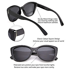 FEISEDY Polarized Vintage Sunglasses American Womens Square Jackie O Cat Eye Sunglasses B2451